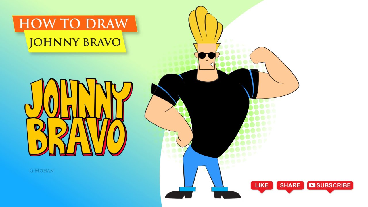 HOW TO DRAW JOHNNY BRAVO COLOURING | DRAWING | BEGINNERS | CARTOONING ...