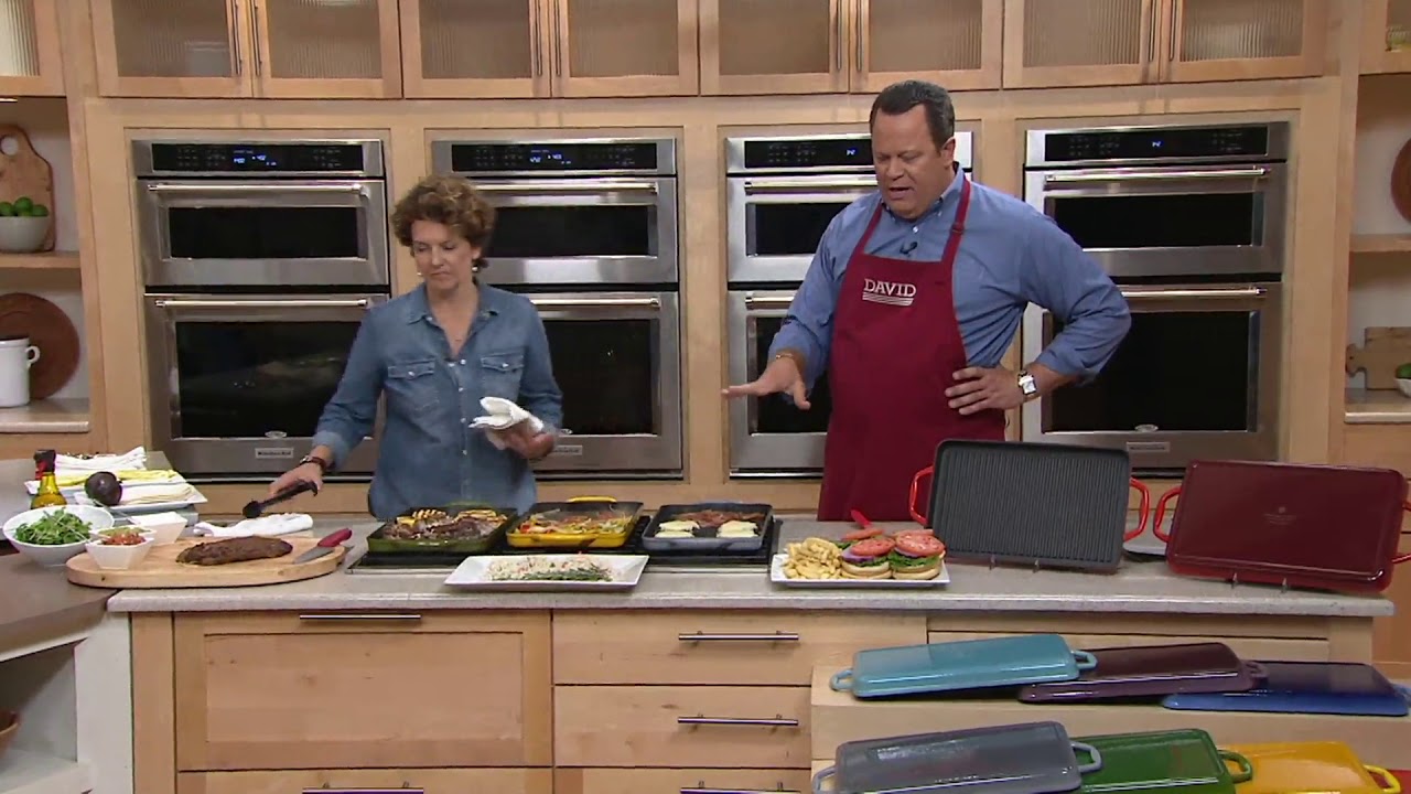 Cook's Essentials Cast-Iron Rectangular Grill Pan on QVC - YouTube