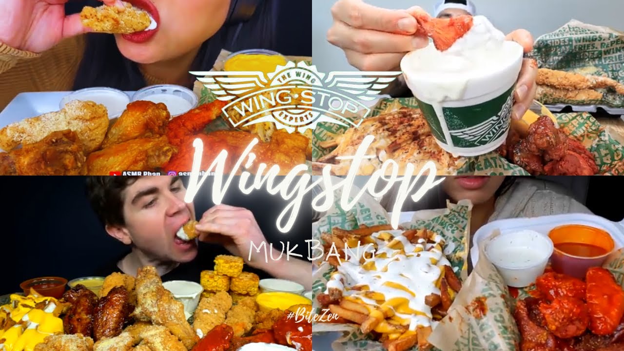 WINGSTOP MUKBANG BITES ONLY||CHICKEN WINGS & VOODOO FRIES||MUKBANG ...