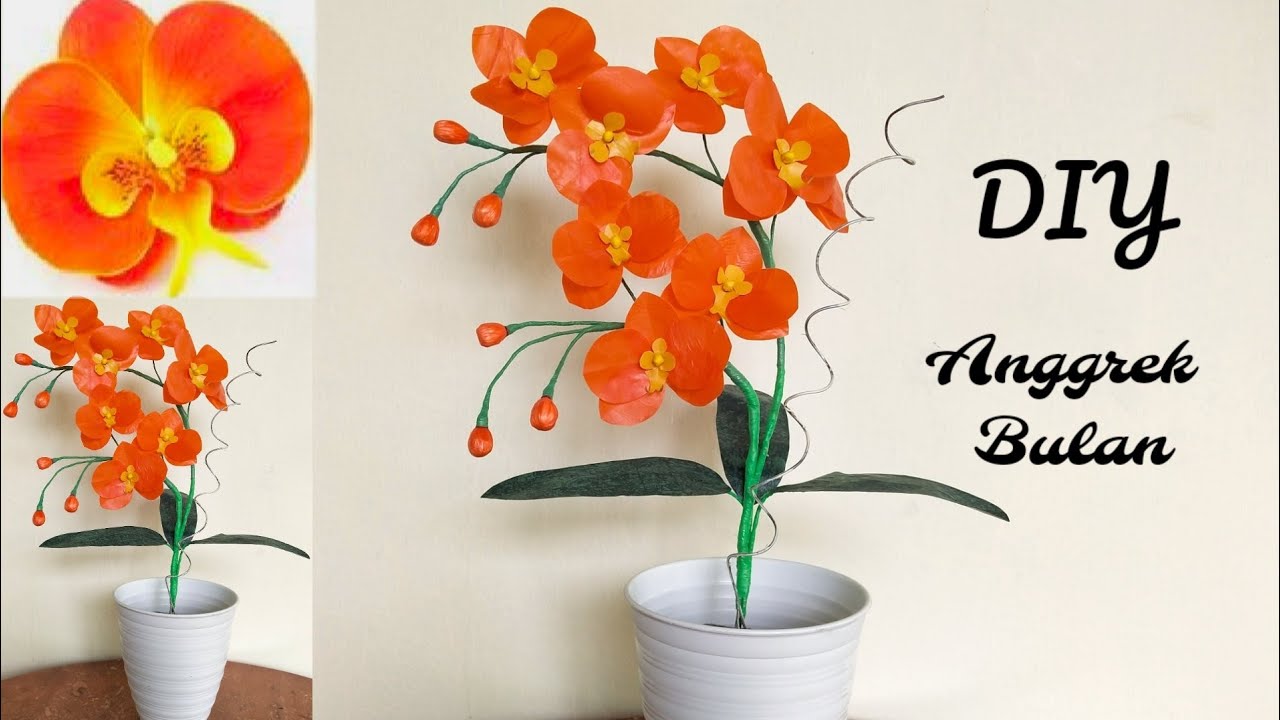DIY | How to make orchid from plastic bag | Tutorial cara membuat bunga ...