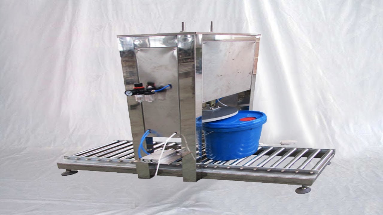 metal lids &plastic bucket caps press capping MC semi automatic ...