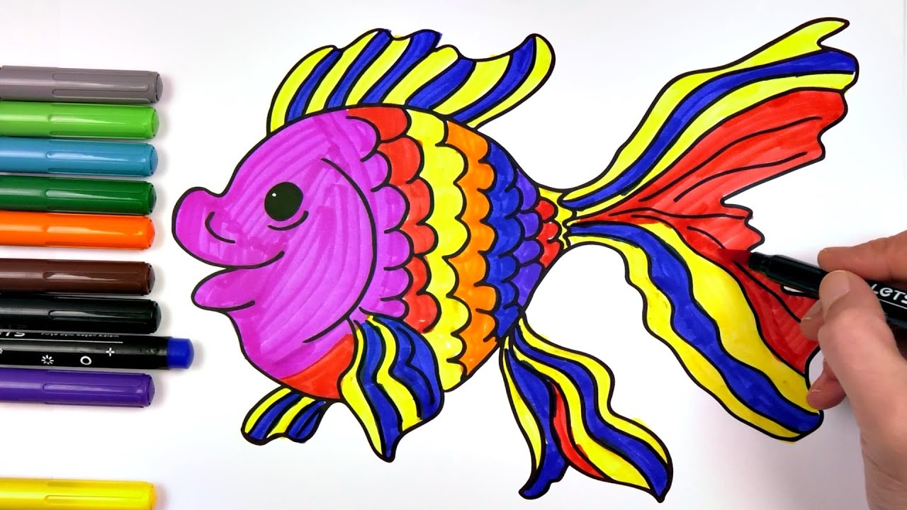 How to Draw Fish and Learn Color Drawing and Glittering | Akn Kids ...