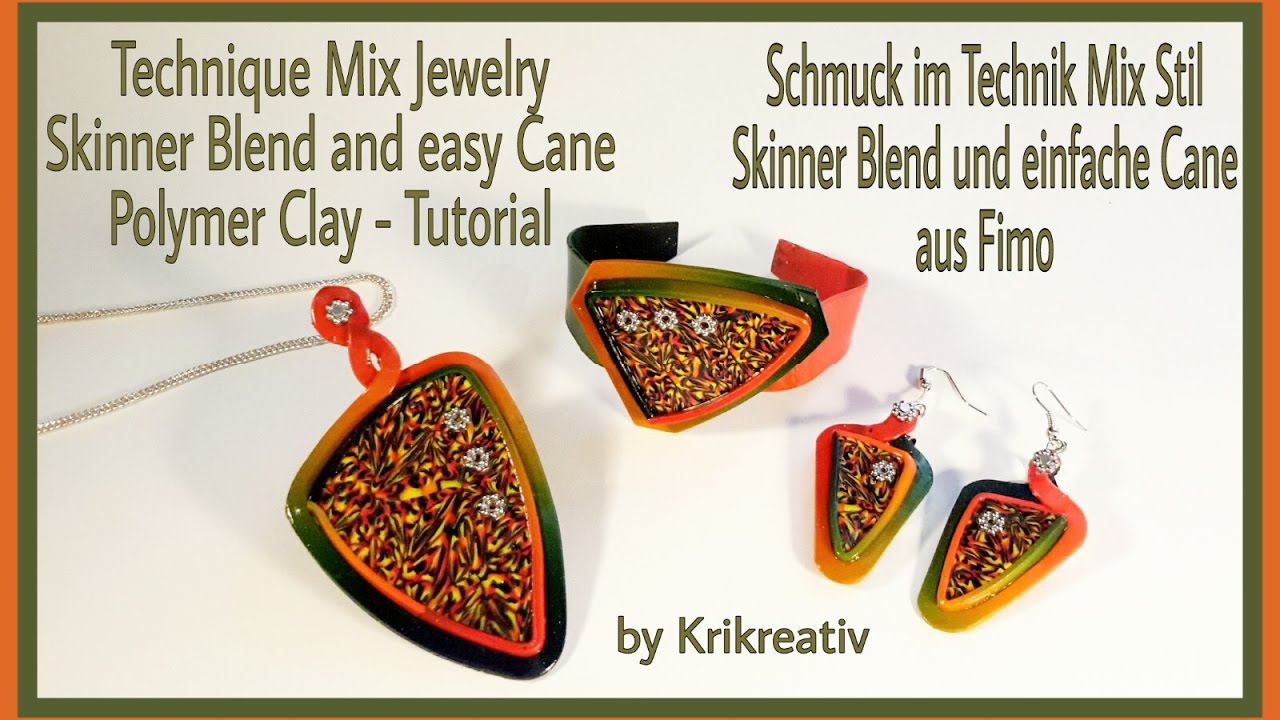 Technique Mix Jewelry , Skinner Blend and easy Cane, Polymer Clay Tutorial - YouTube