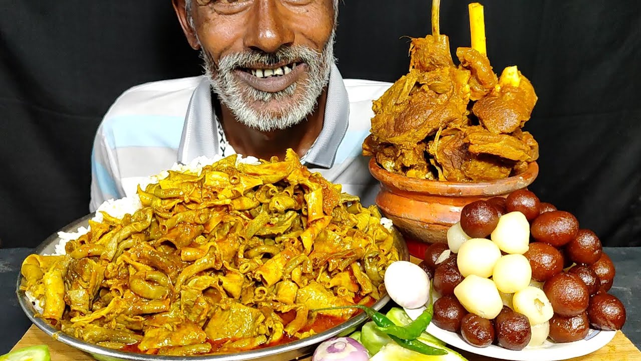 Eating Spicy Mutton Boti Curry,Mutton Curry With Rice || Roshogollah ...