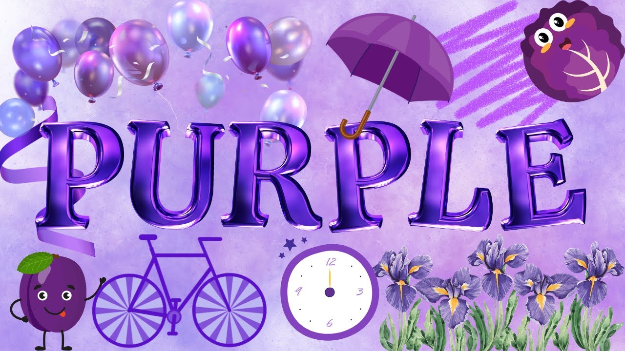 Colors Words - Purple Colour - Vocabulary for Kids - YouTube