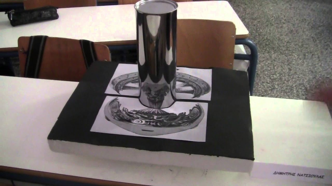 Optical Illusions: Cylindrical Mirror Anamorphosis (Αναμόρφωση) - YouTube