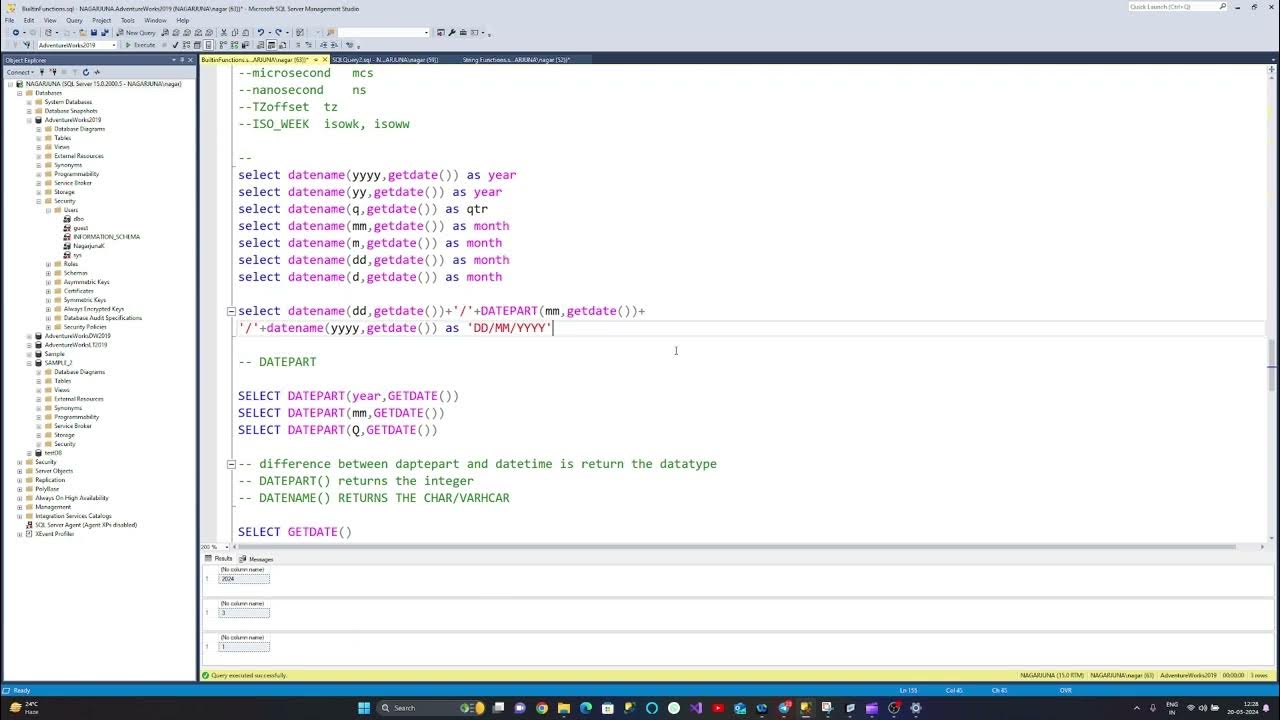 12.SQL SERVER - DATE FUNCTIONS - YouTube