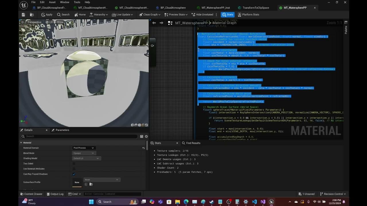 UE5 - Playing around with HLSL some more, refraction/reflection calculations, no voice/chilling ...