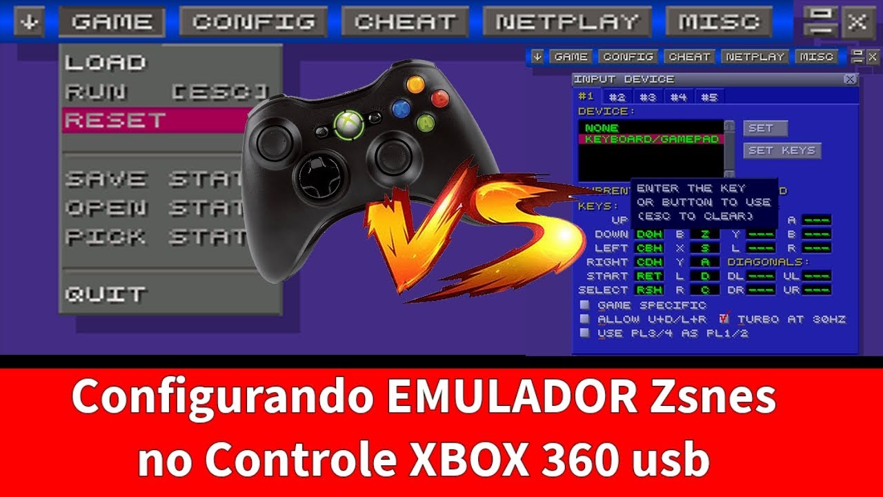 Como Configurar Emulador ZSNESW com Controle do XBOX 360 - YouTube