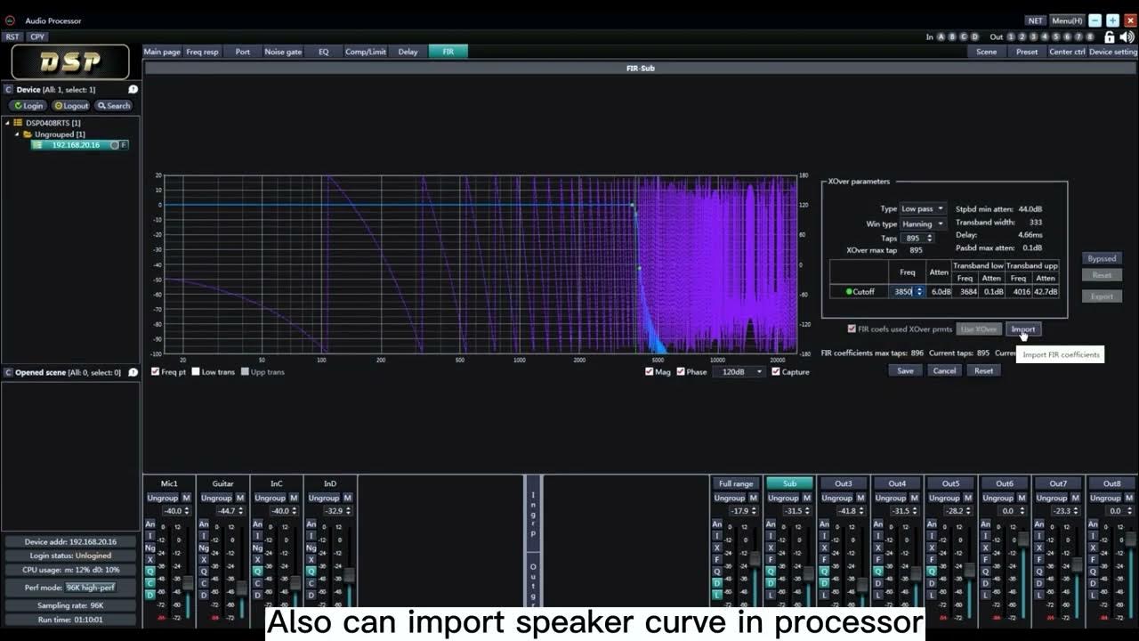 How to set your DSP FIR filter on your PC #FIR#Nuoxun#LM848RT#SpeakerManagement Processor# ...