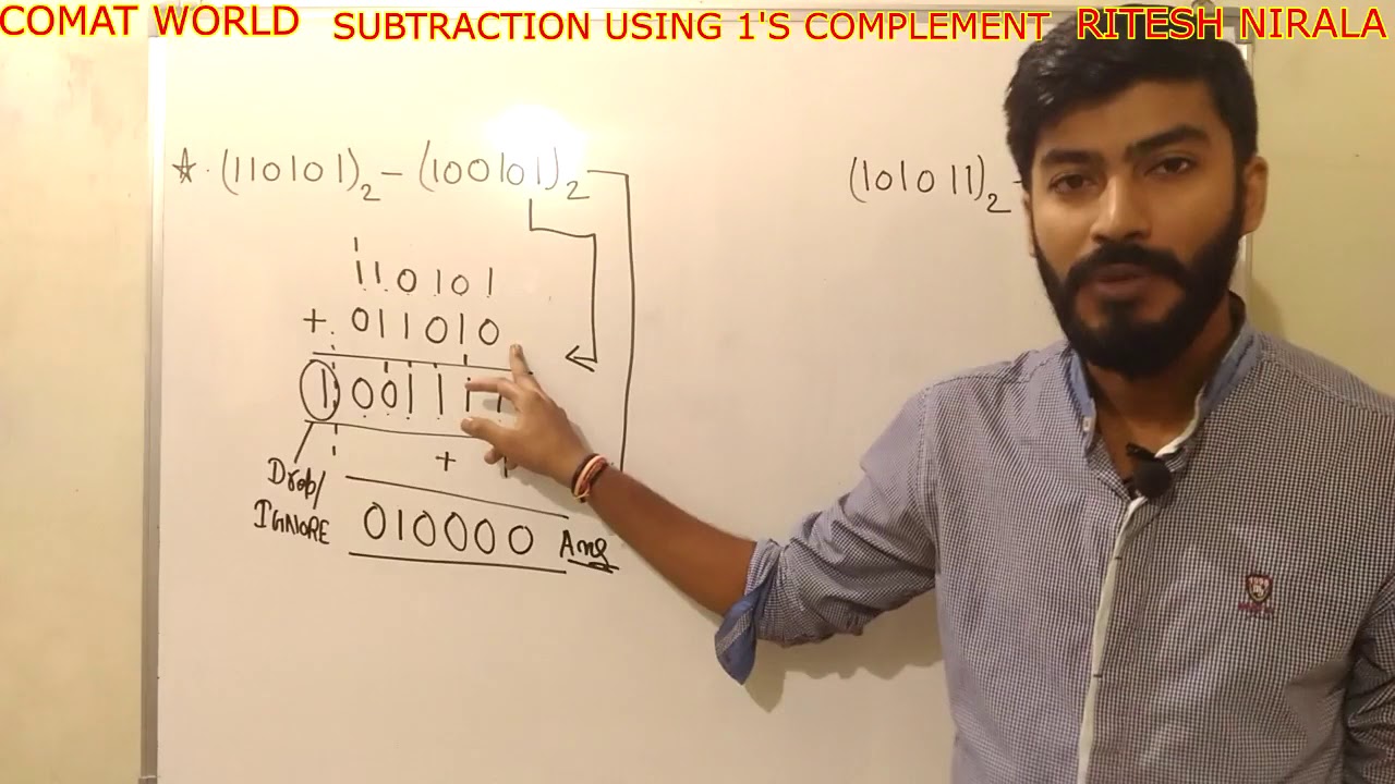 Sbtraction using 1's complement - YouTube