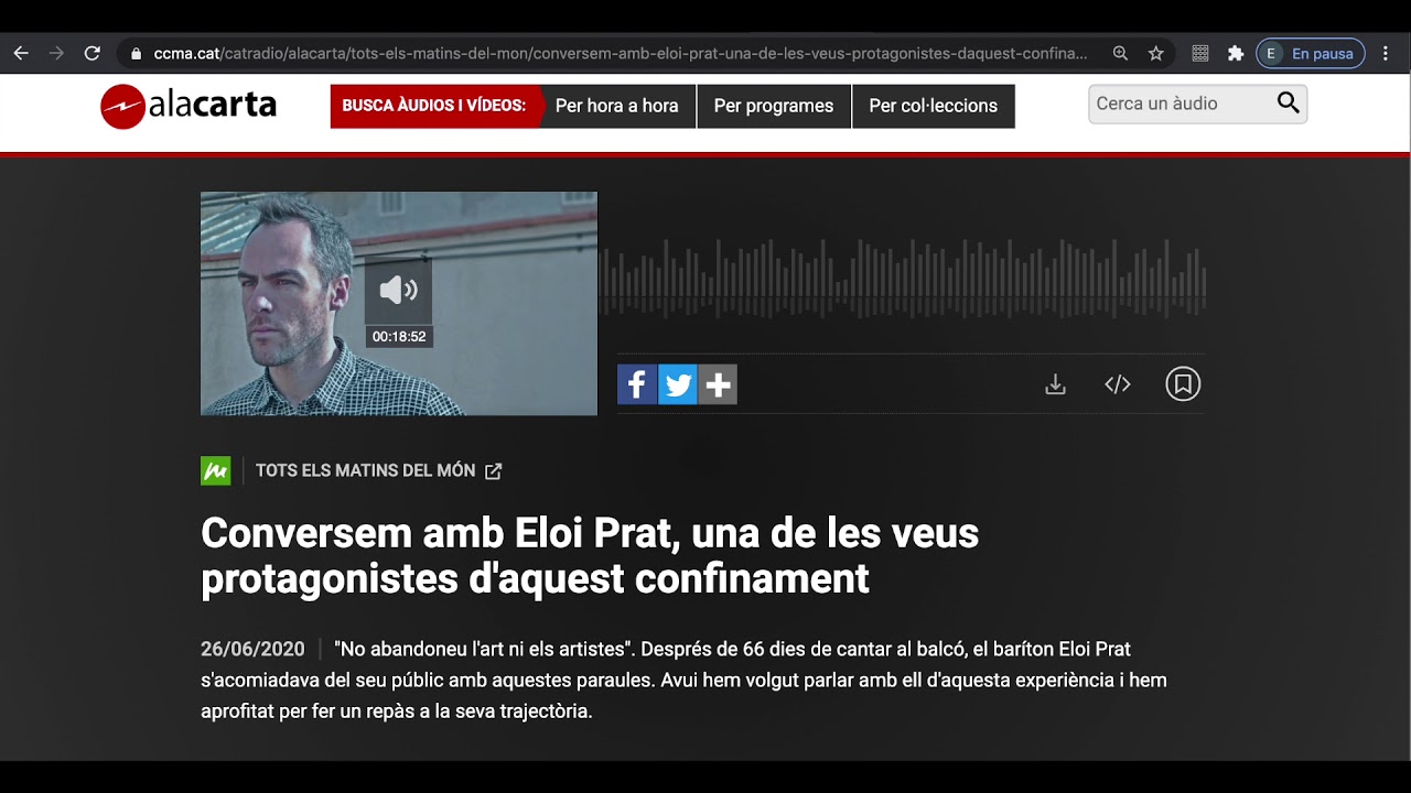 Entrevista a la ràdio / Eloi Prat i Morgades, baritone - YouTube