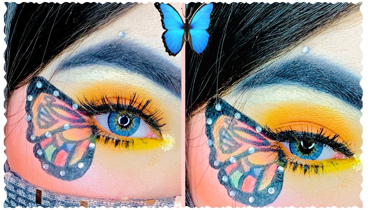 Creative butterfly eyemakeup 🦋 | how to create colourful eyemakeup with ...