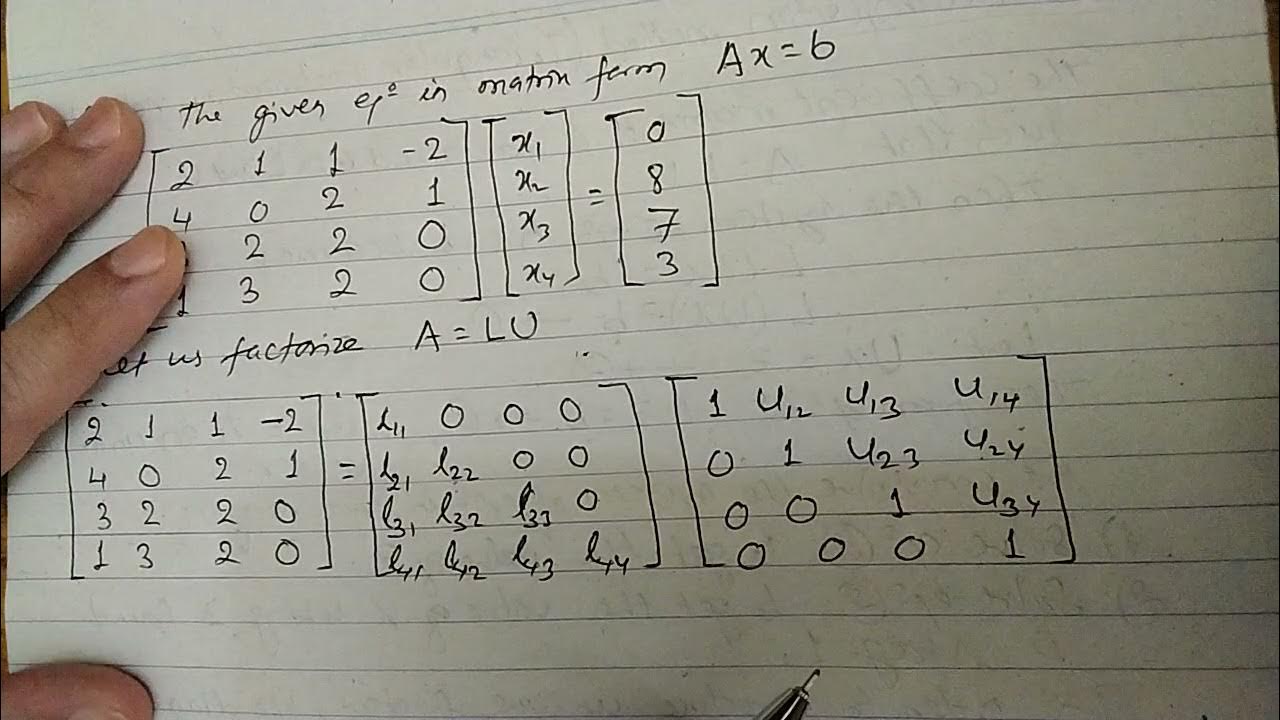 LU Decomposition, Cholesky Method & Matrix Inversion Method. - YouTube