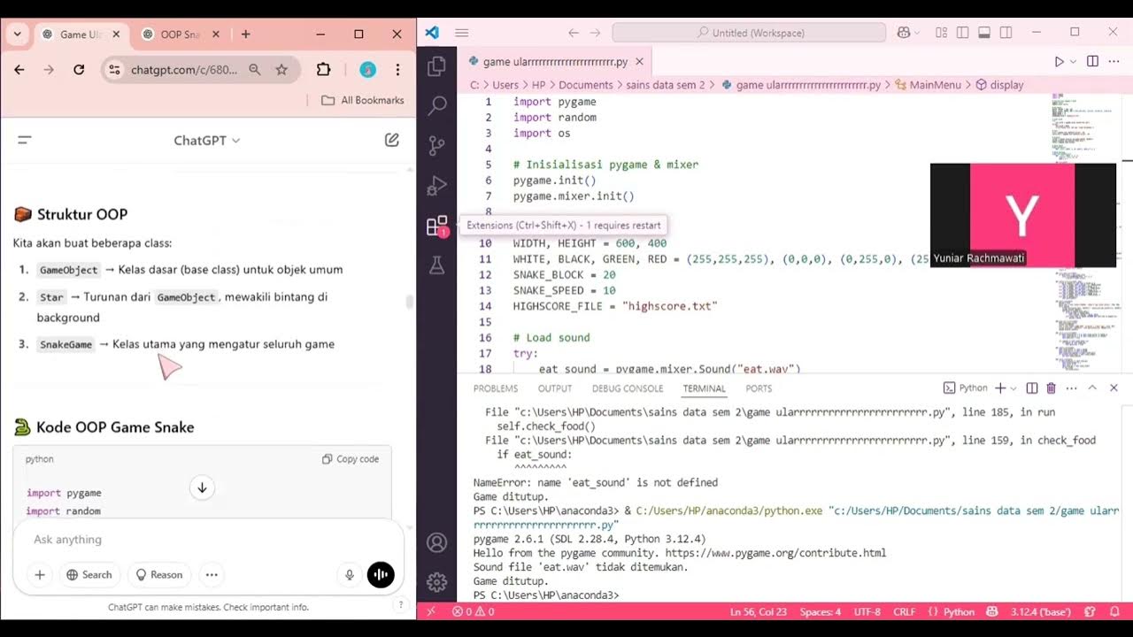 Game Ular menggunakan bahasa Python - YouTube