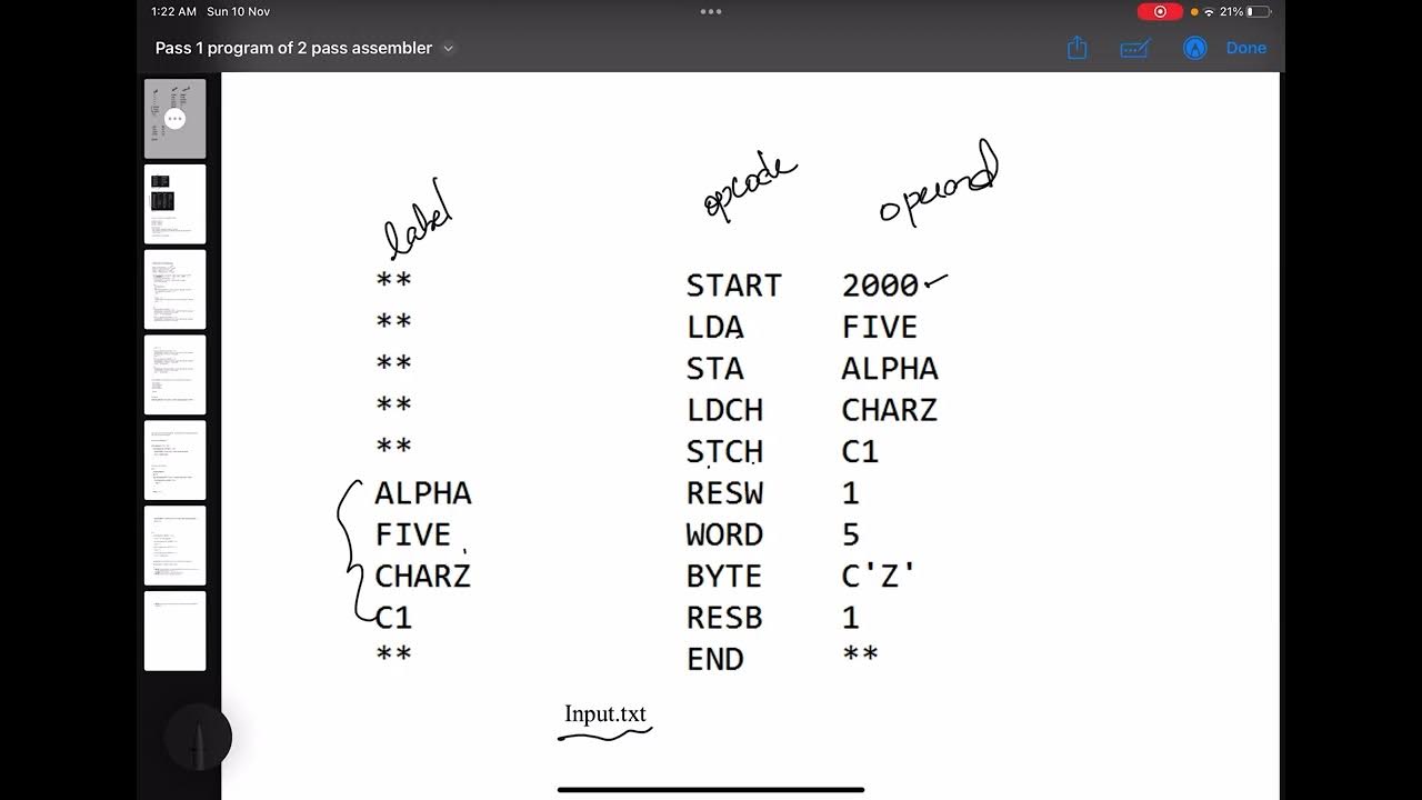 Pass1 of 2 pass assembler - YouTube