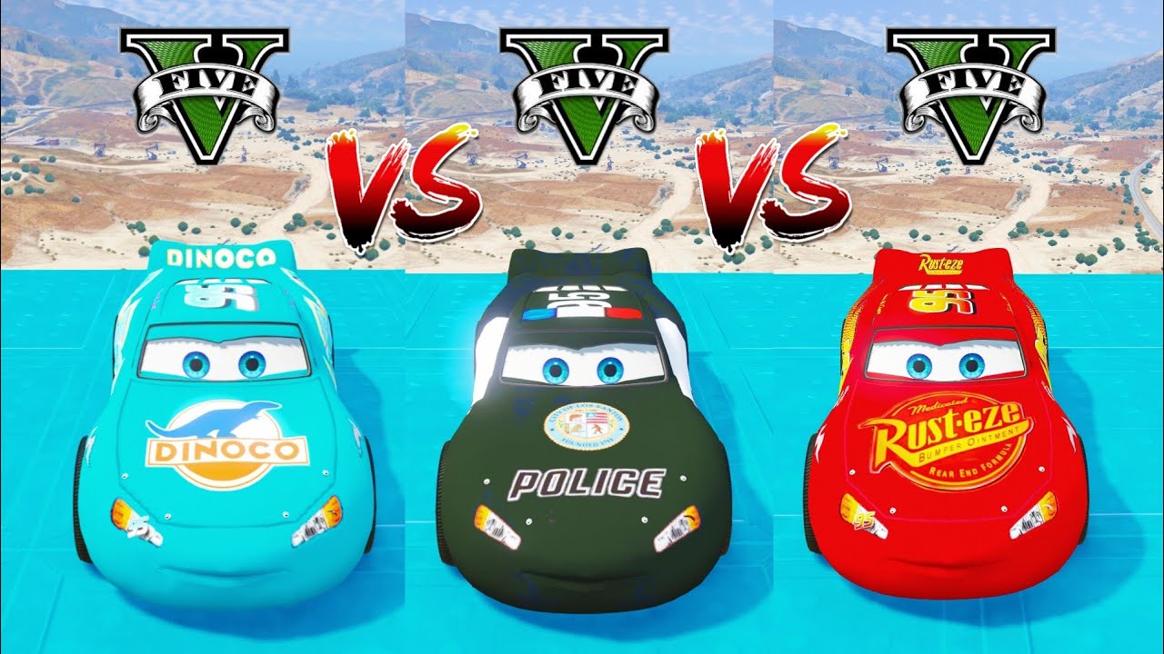 Lightning McQueen Vs Dinoco McQueen Vs Police McQueen In GTA 5 Who Will ...