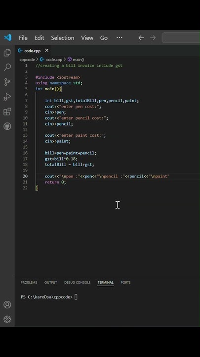 Creating a Bill Invoice in C++: A Simple Example || day 2 ... radhe ...
