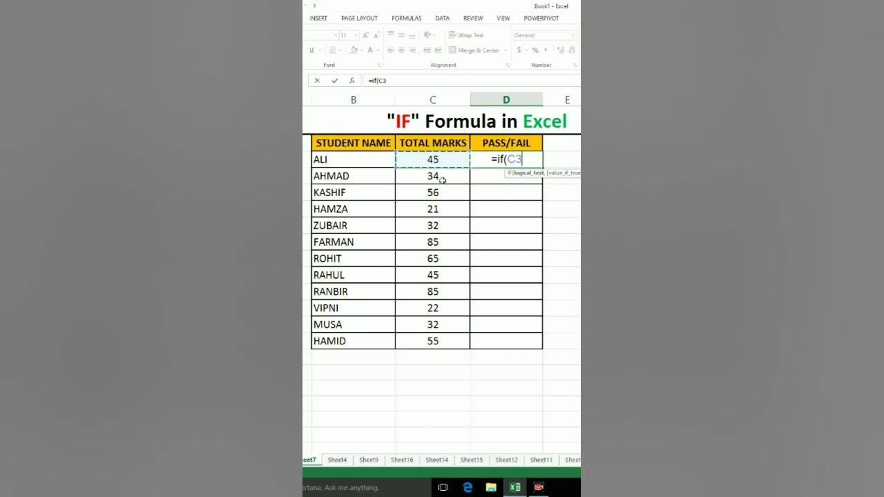Excel Job Interview Question If Formula In Excelexcelexceltipsexceltutorialshorts Youtube