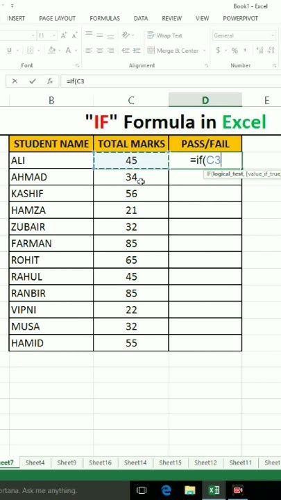 Excel Job Interview Question If Formula In Excelexcelexceltipsexceltutorialshorts Youtube