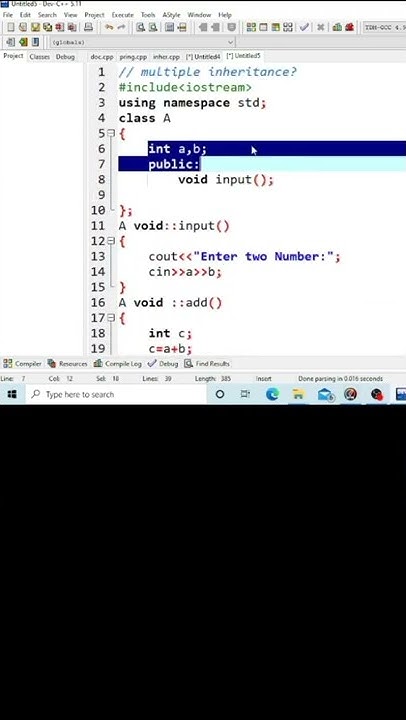 multiple inheritance toppic C++ language coding for beginners #shorts #learncoding #apnacollage ...