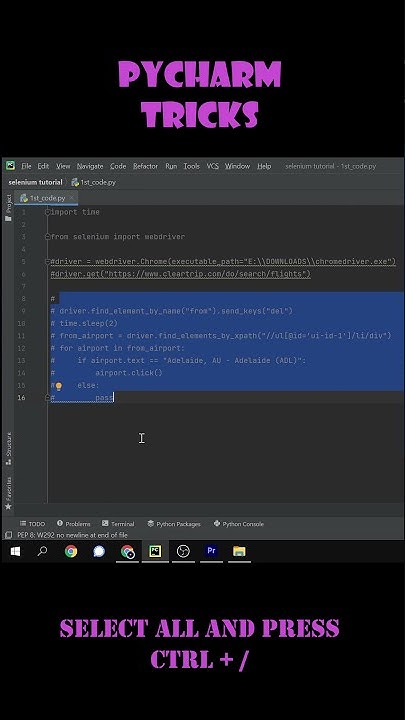 Shortcut of how to comment out code in Pycharm #pycharm #tricks # ...