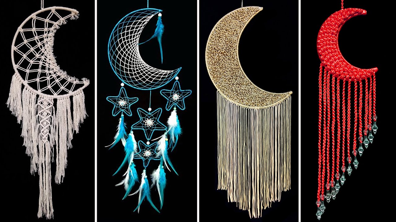 8 Best how to make Macrame Moon Dreamcatcher # Macrame how to tie easy ...