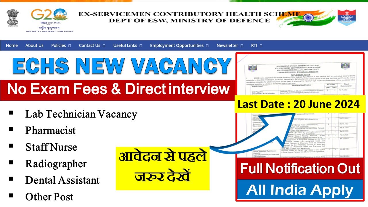 ECHS Paramedical Vacancy 2024 - YouTube