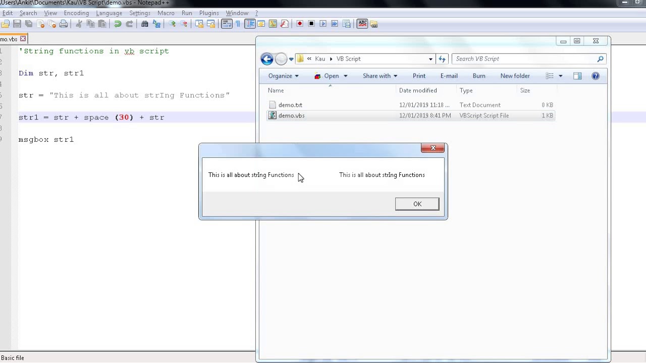 VB Script - playing with strings - YouTube