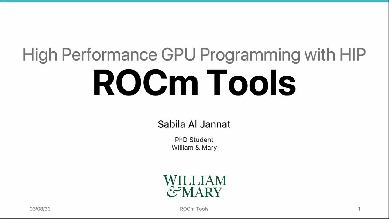 AMD HIP Tutorial, 6-1, ROCm Tools - YouTube