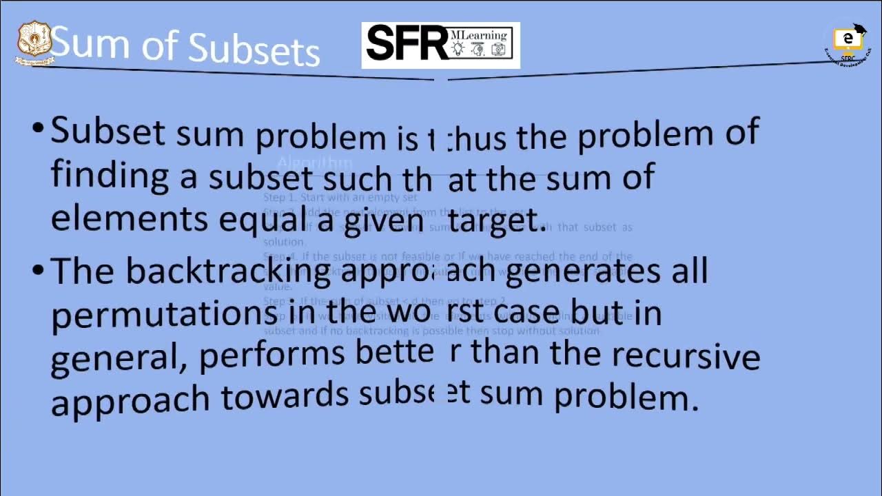 Sum of Subsets using BackTracking by Mrs.E.Ponmalar, Head and Associate ...