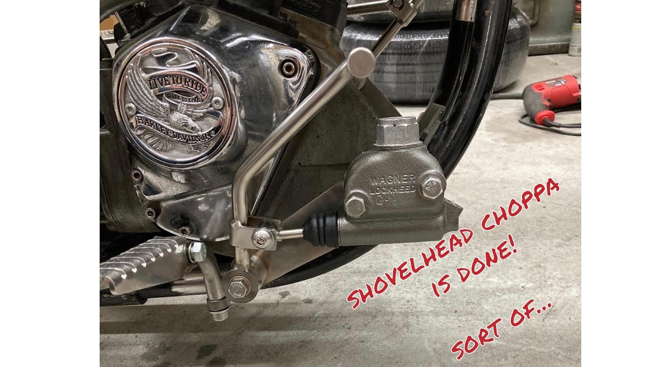 Shovelhead choppa is done! Sort of… rear brake setup and overview of ...