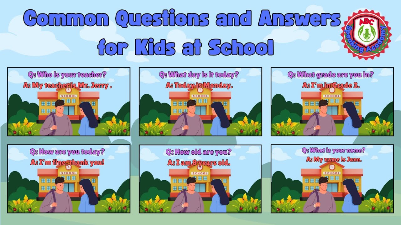 Common School Questions and Answers | Speak English with Kids | Easy ...