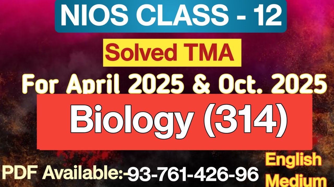 Nios class 12 Biology (314) solved assignment 2025 - YouTube