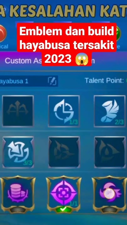emblem dan build Hayabusa tersakit 2023 #mlbb #2023 #hayabusa https://youtube.com ...