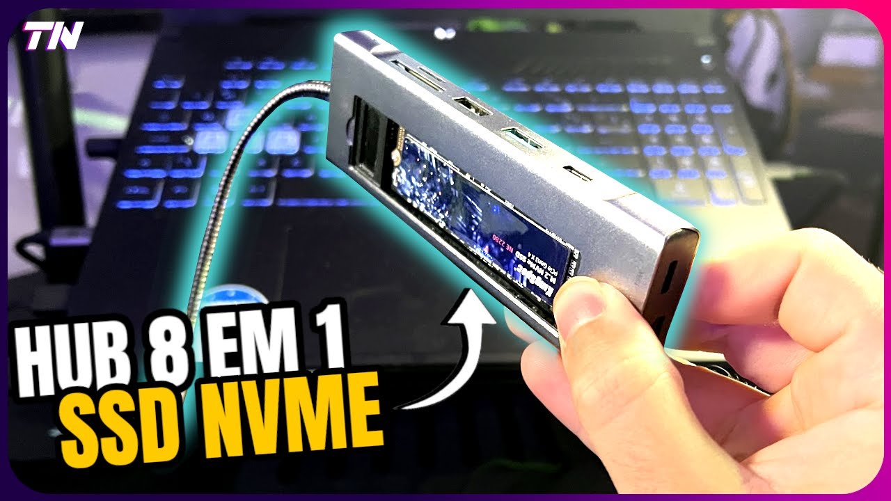 HUB 8 em 1 BARATO que TRANSFORMA seu SSD em PORTÁTIL + SAIDA HDMI ...