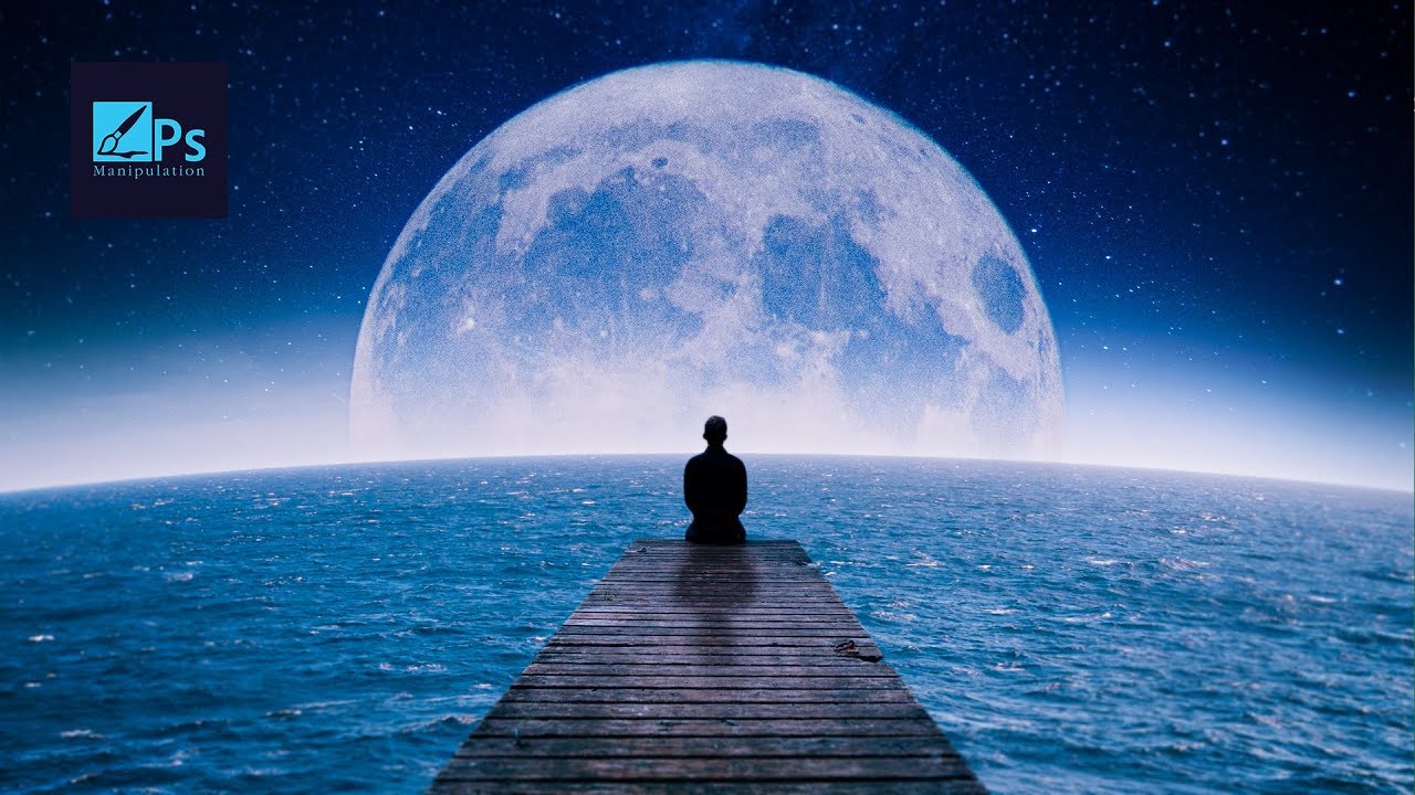 The Moon and Loneliness Photoshop Tutorial Manipulation Workflow - YouTube