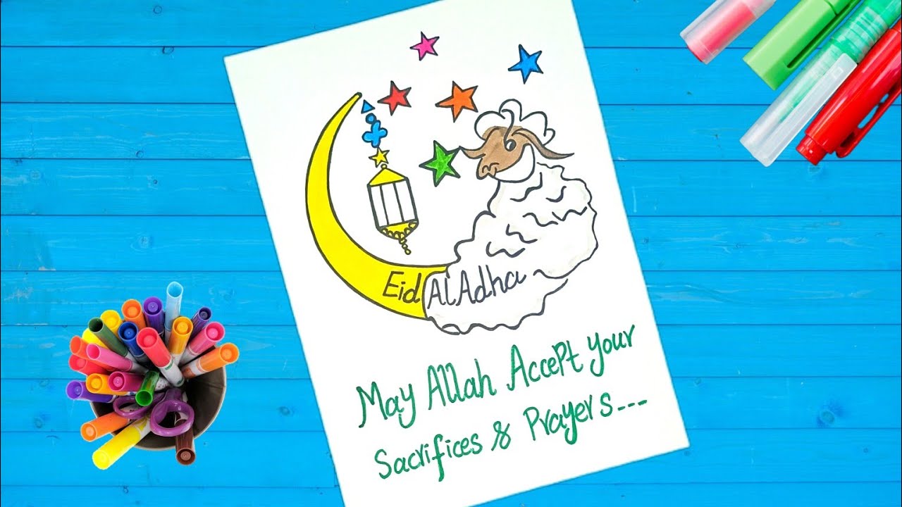 Bakra Eid Drawing idea //Eid ul Adha Drawing //How to Make Eid Mubarak ...