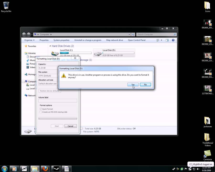 Windows 7 - Formatting A Drive - YouTube
