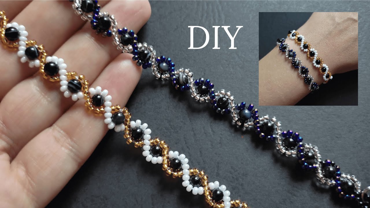 Beaded Bracelet Tutorial with seed beads, DIY easy beading tutorial for beginners - YouTube