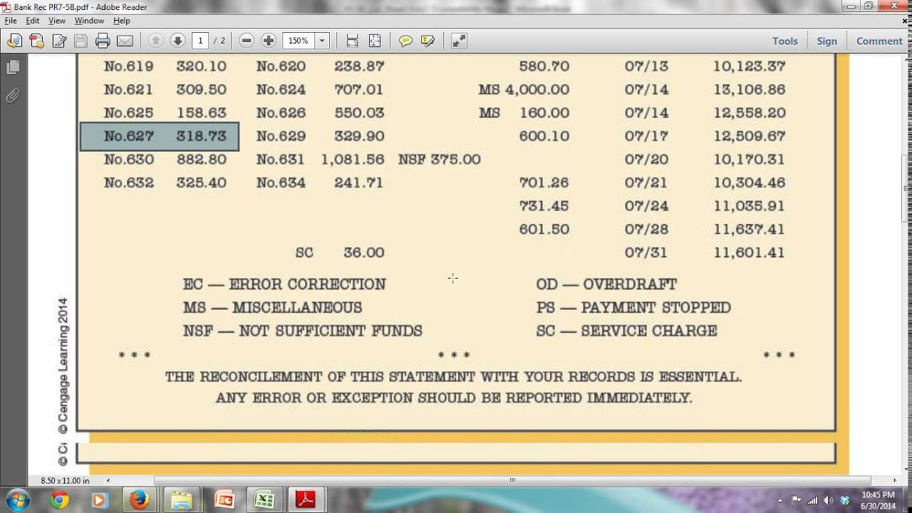 Bank Rec Example PR 7-5B - YouTube