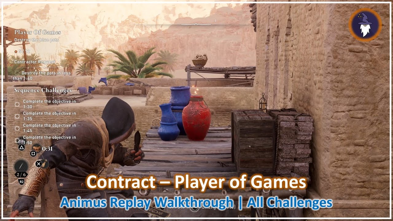 AC MIRAGE VALLEY OF MEMORY DLC | PLAYER OF GAMES CONTRACT - SEQUENCE REPLAY [ALL CHALLENGES ...