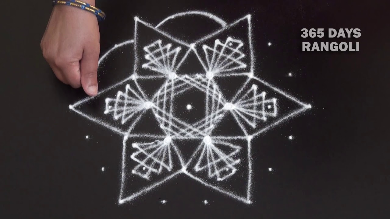 7 dots Kolam,Creative Rangoli Design,Small Rangoli with dots,Chukki ...