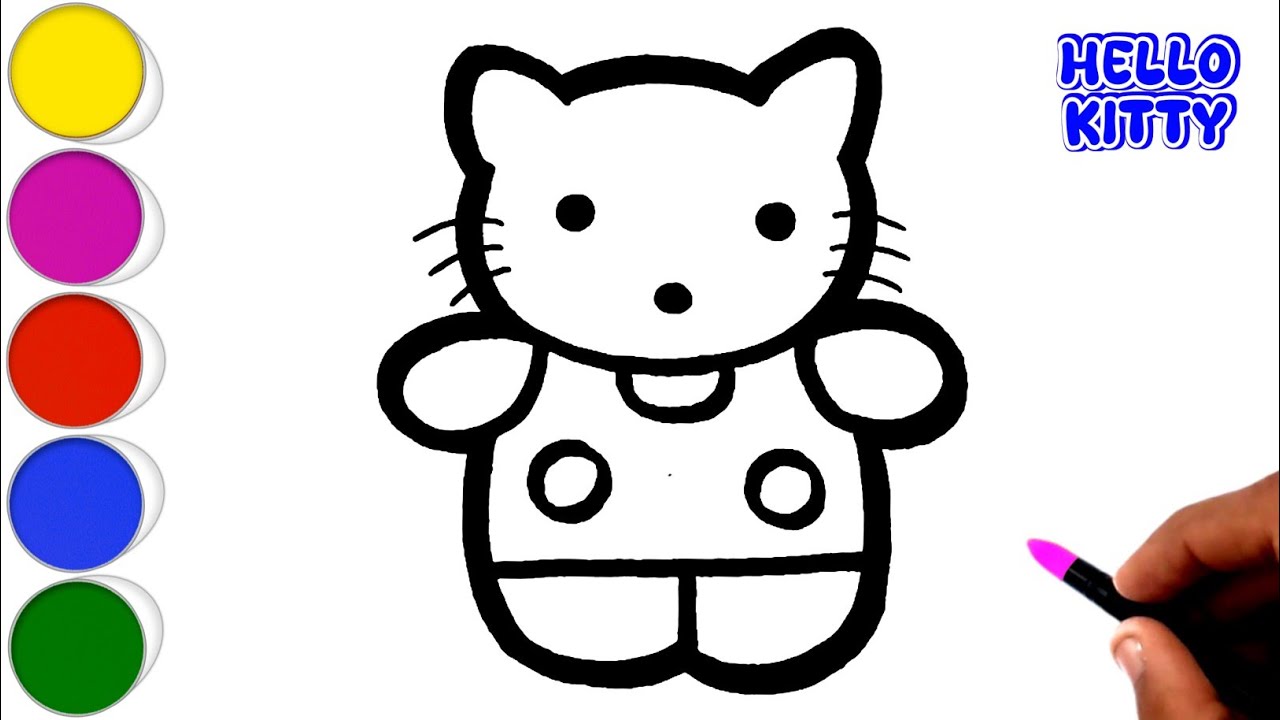 Learn Hello Kitty Drawing and Coloring for Kids Toddlers How to Draw ...