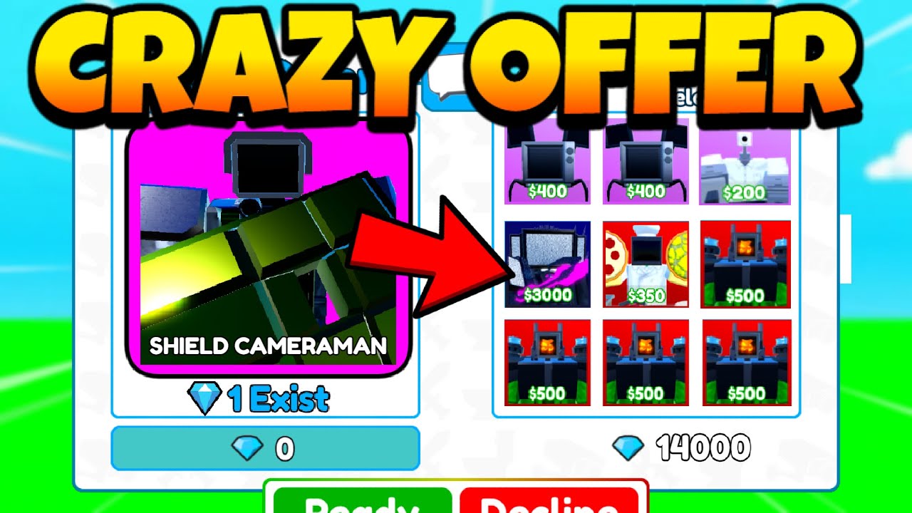 🔥😱 *INSANE TRADE* For SHIELD CAMERAMAN! Toilet Tower Defense (ROBLOX ...