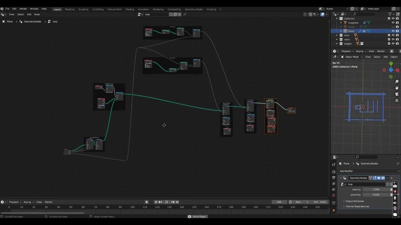 Blender geometry nodes game simulation, brick breaker ball bounce - YouTube