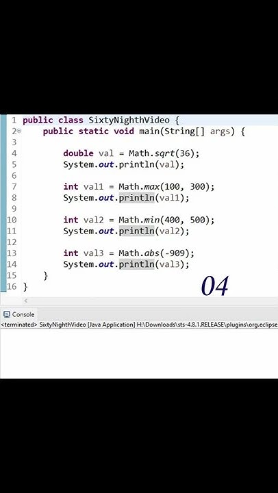 Math Class - sqrt ( ), abs ( ), max ( ) and min ( ) Java Useful ...
