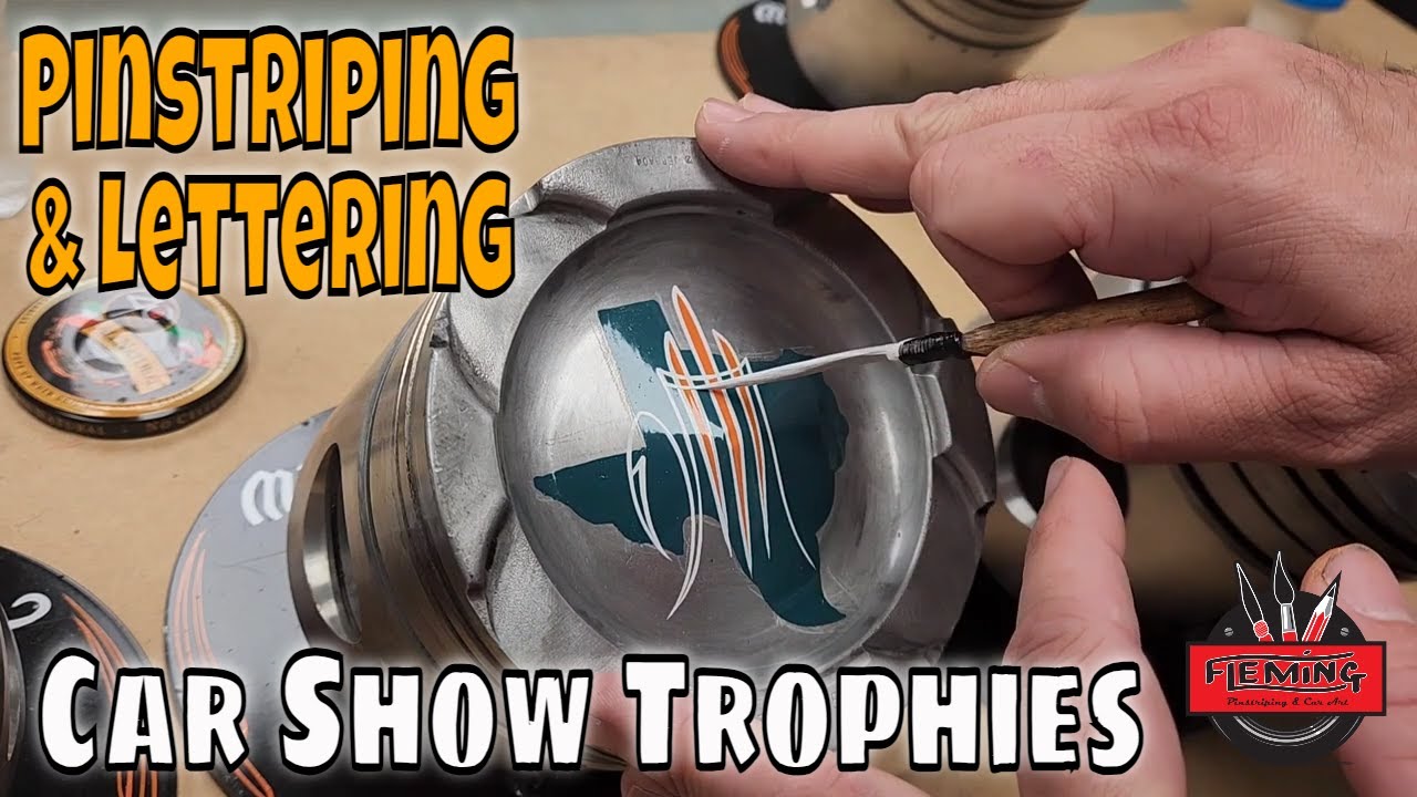Lettering and Pinstriping Car Show Trophies - YouTube