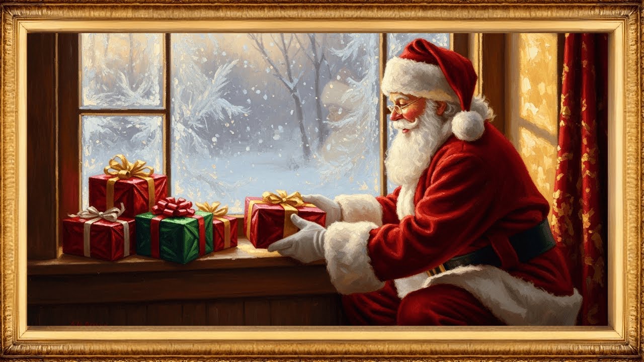 Santa’s Giftful Window Moment | Art Framed Screensaver | Christmas Art ...