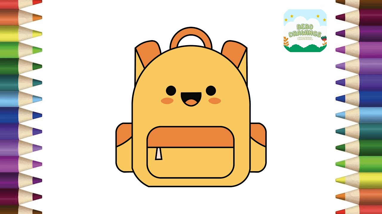 How To Draw A Cute Backpack Easy Step By Step | Backpack Drawing - YouTube